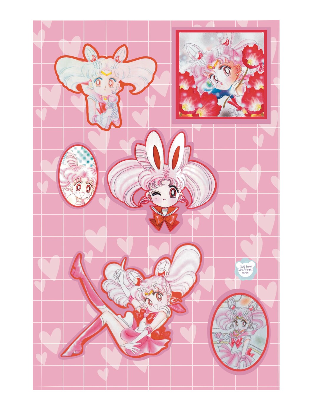 Sailor Mini Moon Sticker Sheet Anime Manga School Superhero Girl Sailor ...