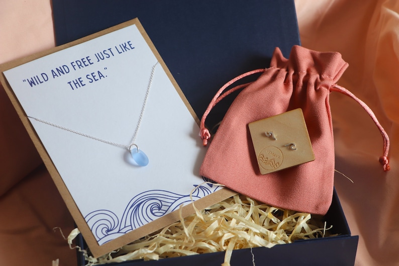 Sea Dreams Gift Set, Sea Glass Gift Set, Sea Glass Necklace, Ocean ...