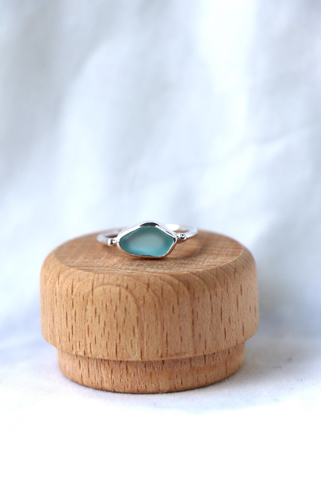 SALE Light Blue Cornish Sea Glass Ring Sterling Silver US Size 7 UK ...