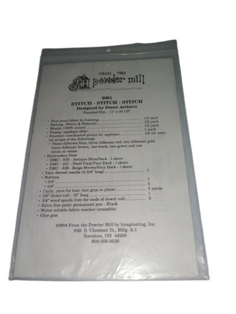 From the Powder Mill Stitch Stitch Stitch Diane Arthurs 2001 - Etsy