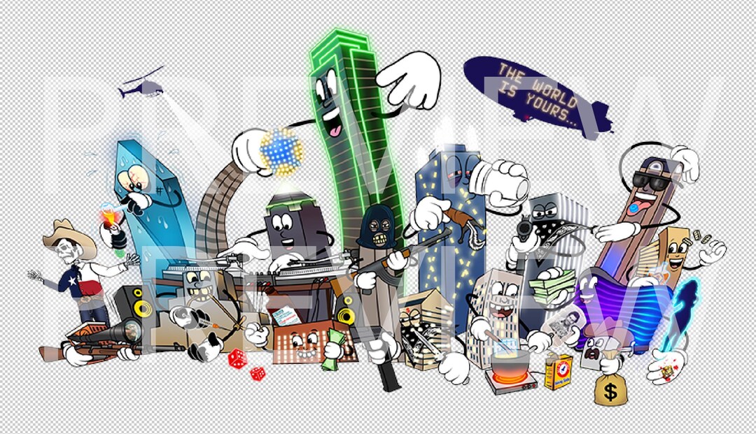 Dallas Cartoon Skyline - Digital Art Download - SVG PDF PNG - Etsy