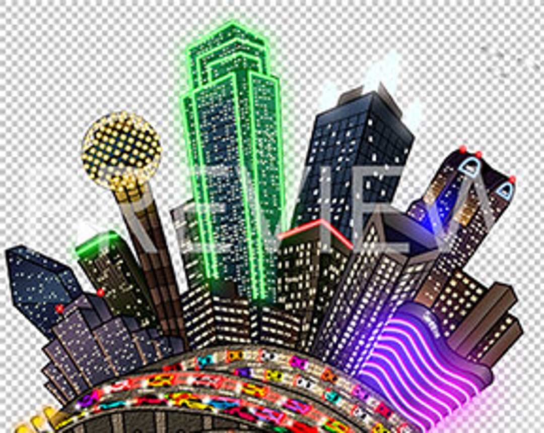 Dallas Neon Skyline Digital Art Download PNG PDF JPG - Etsy