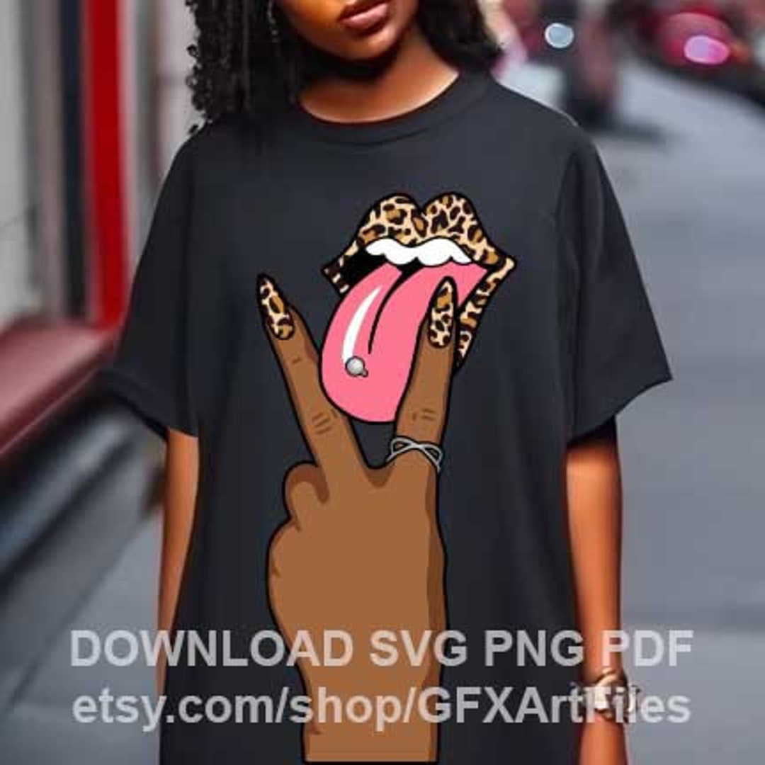 Cheetah Lips, Tongue Ring Digital Art Download SVG. PNG, PDF - Etsy