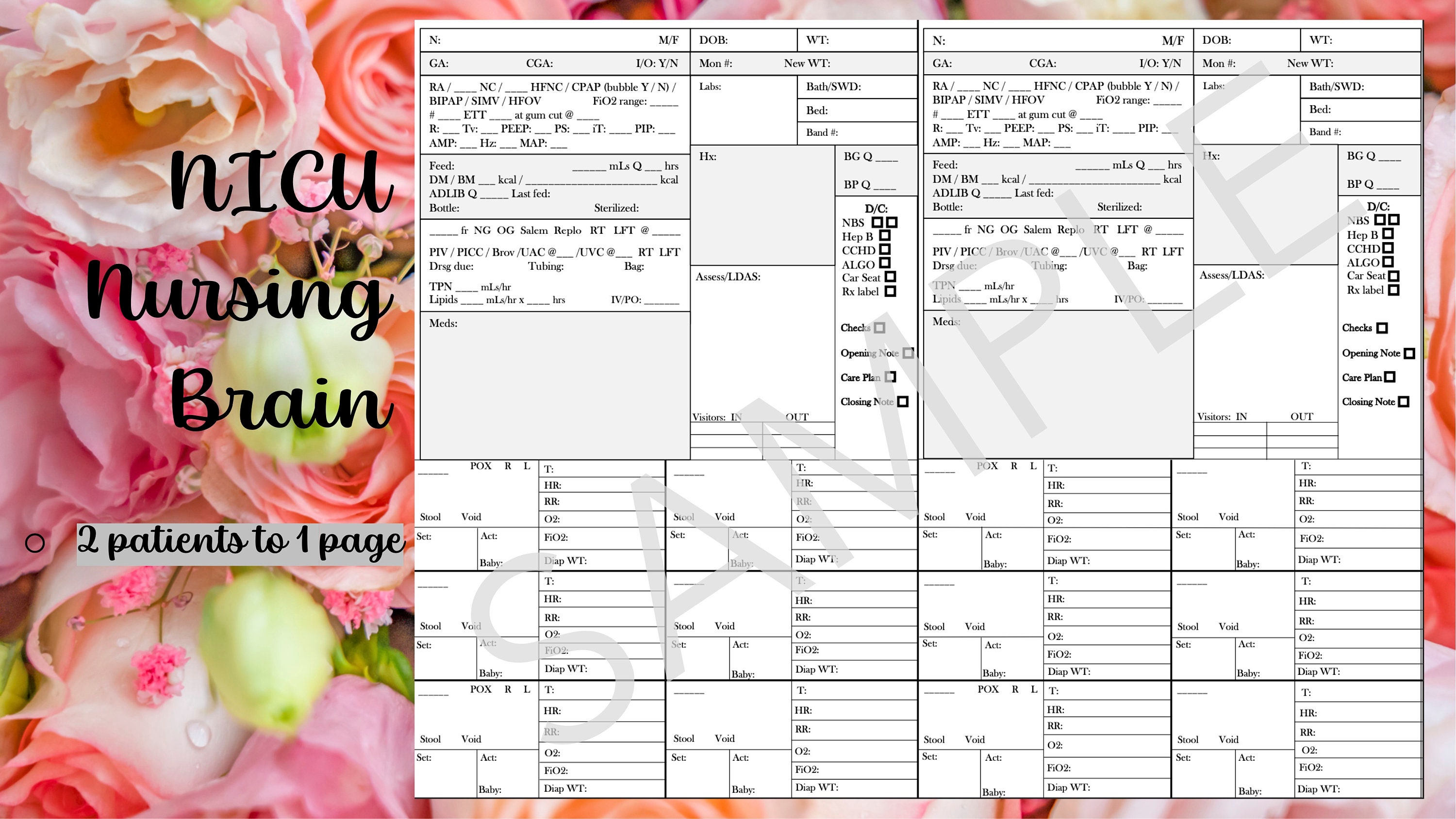 NICU Nurse Brain, NICU Report Sheet, Neonatal Report Sheet, Neonatal ...