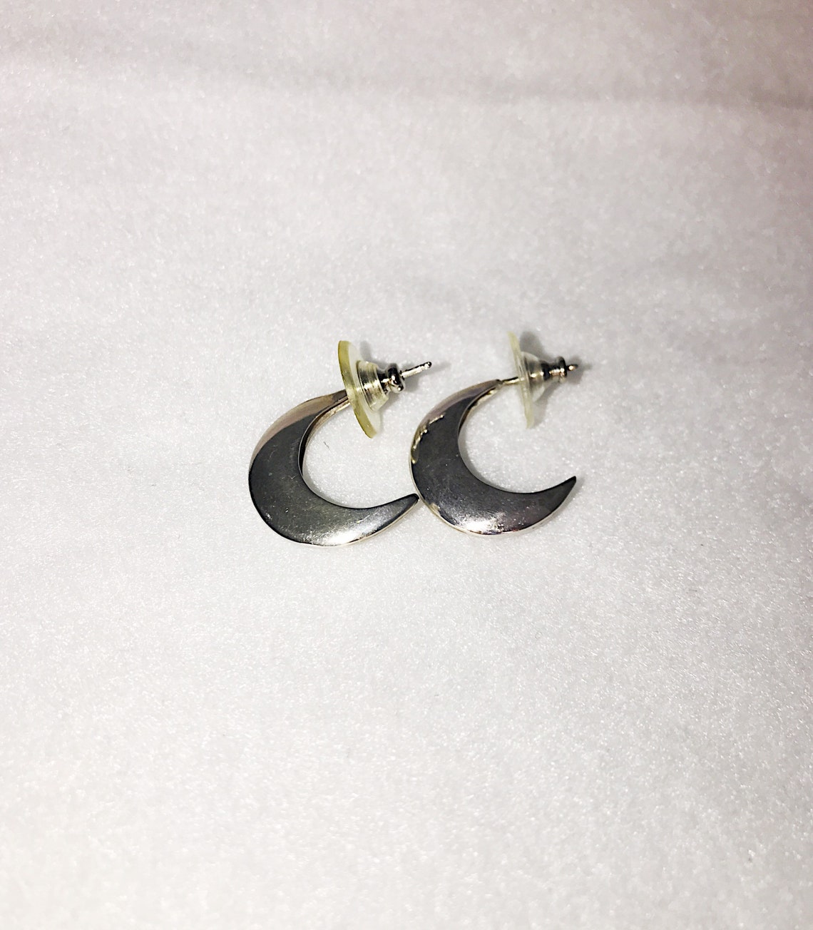 Sterling Silver Vintage Half Moon Earrings - Etsy