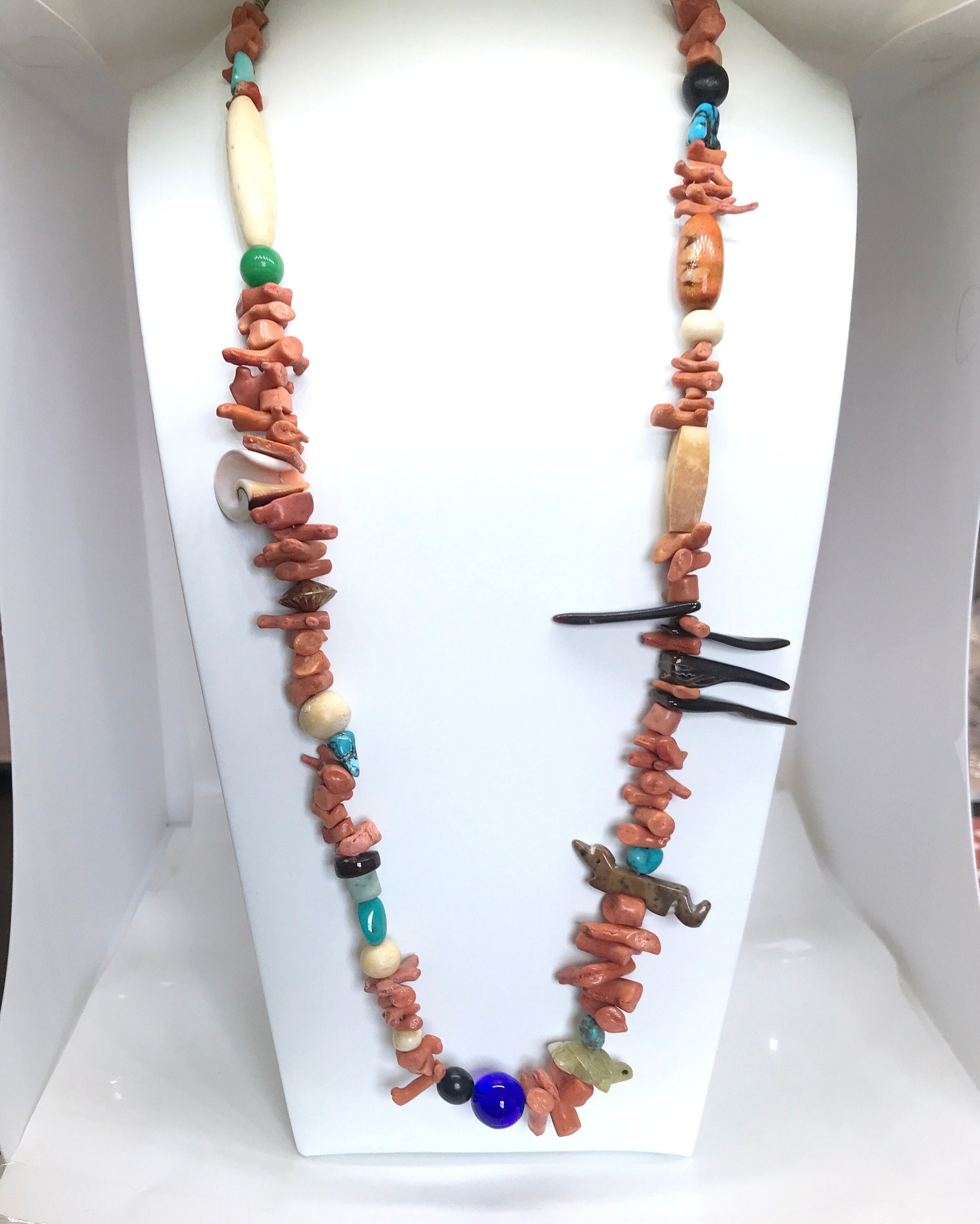 Vintage Custom-designed Treasure Necklace, Multi Stone Handmade Tribal ...