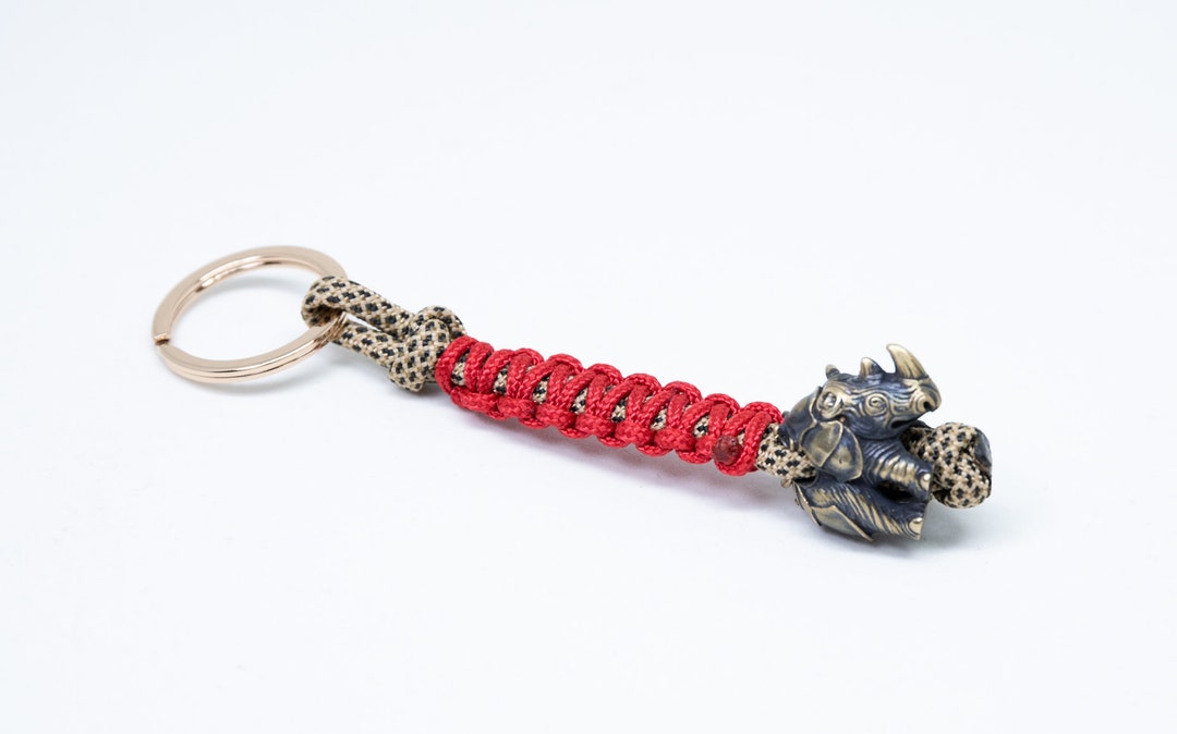 African Rhino Vibrant Red Hiena Paracord Keychain - Etsy