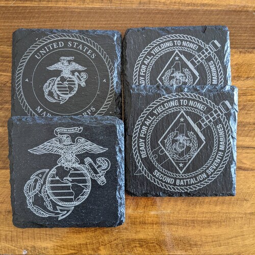Marine Corps Coasters US Marines USMC Emblem Coasters US - Etsy