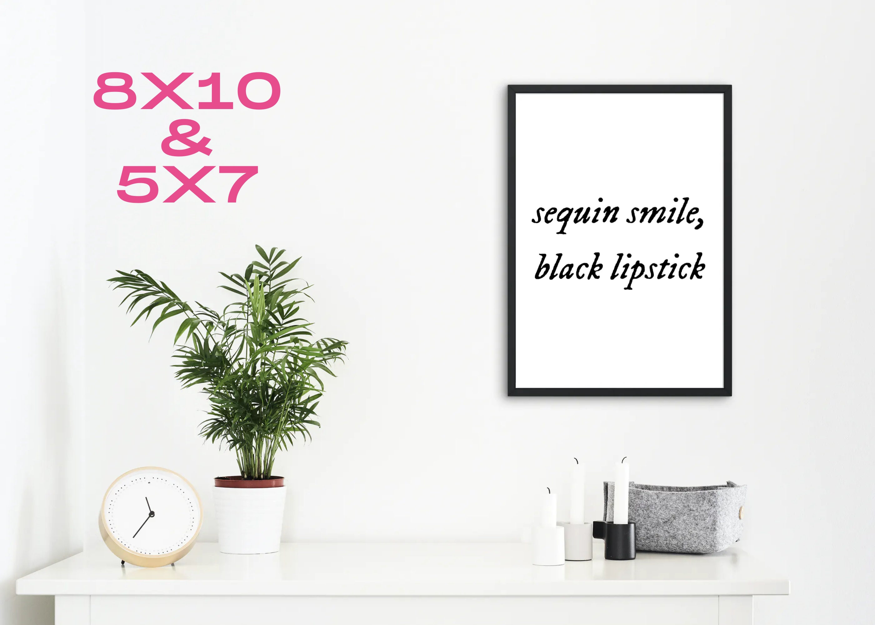 Sequin smile black lipstick 3 Digital Print Files Instant | Etsy