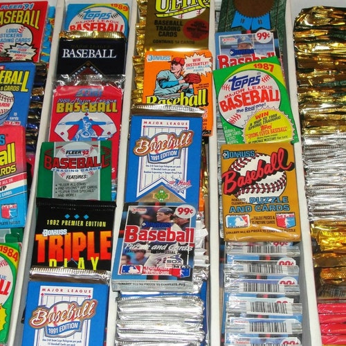 Old Unopened Packs Baseball Cards From Wax Box Vintage 100 - Etsy