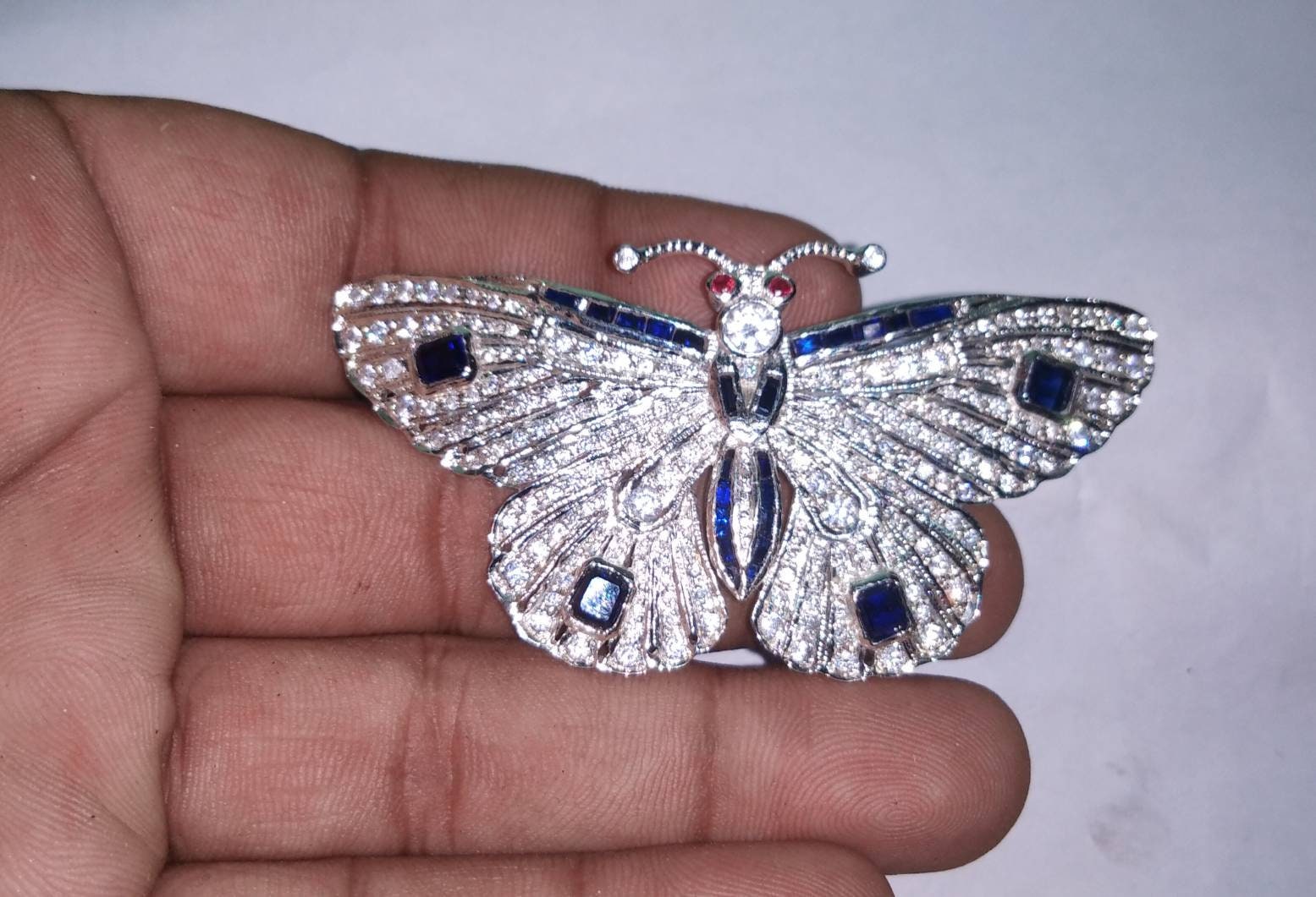 American Diamond Butterfly 3.25ct Diamond Blue Sapphire | Etsy