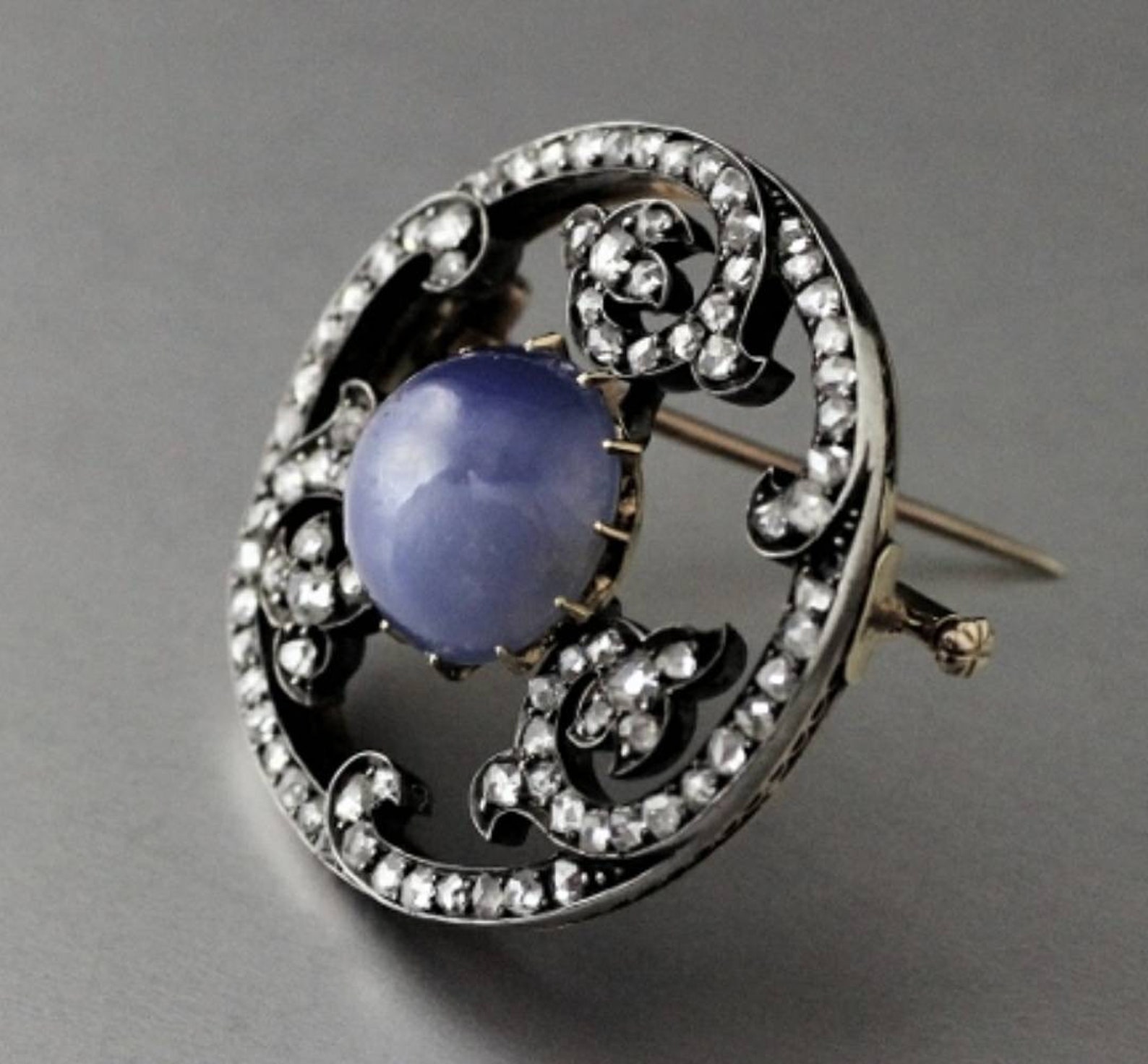 Victorian Rose Cut Diamond Blue Sapphire Brooch 1.90ct - Etsy