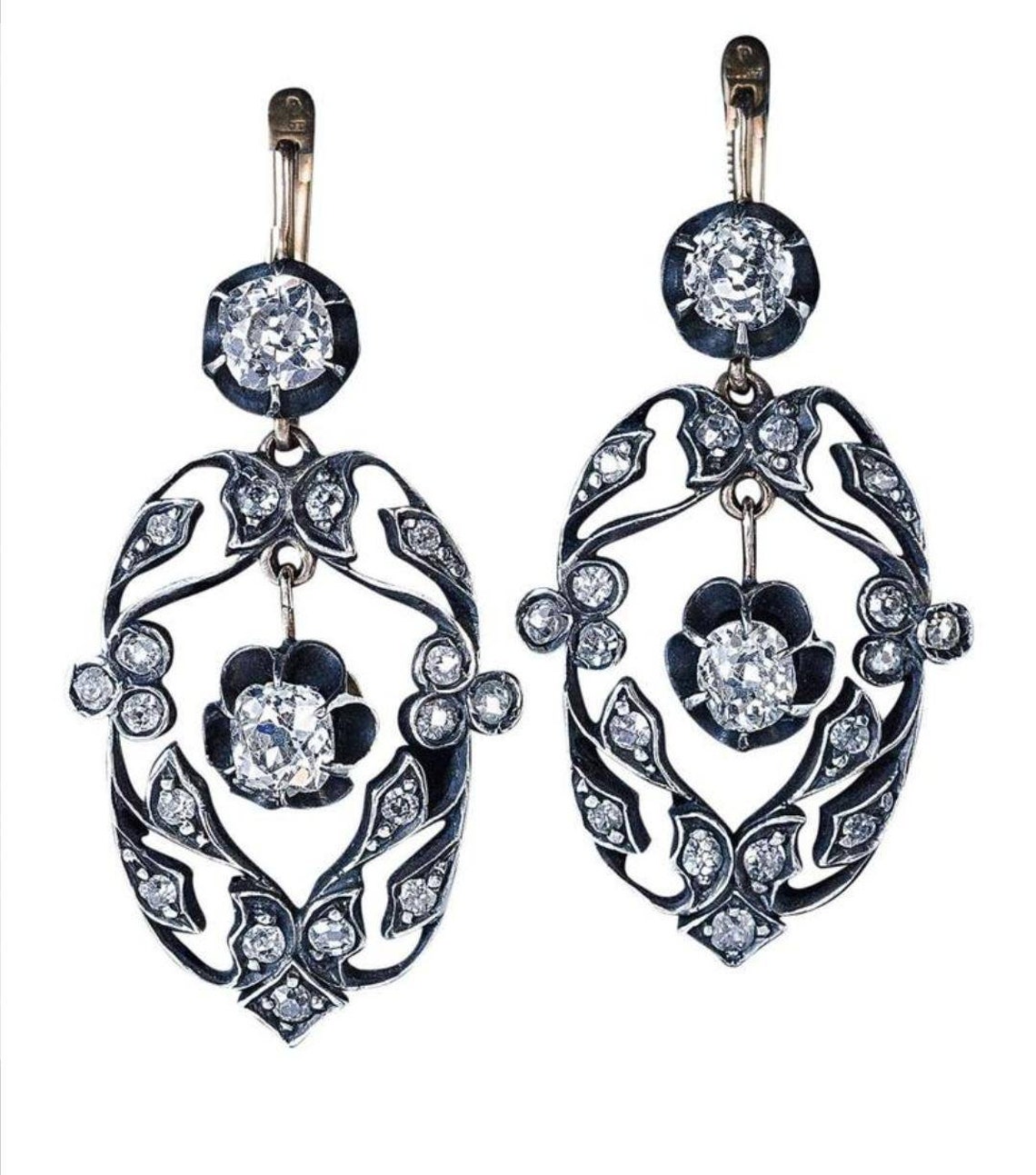 Victorian Rose Cut Diamond Earing, 2.75ct Diamond, Silver Purity 92.5 ...
