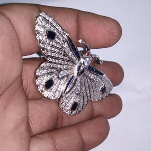 American Diamond Butterfly 3.25ct Diamond, Blue Sapphire , Ruby, Silver ...