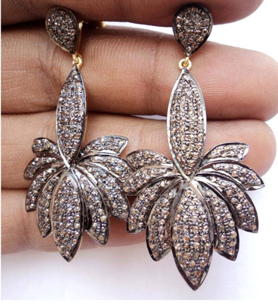 Victorian Rose Cut Diamond Earring 3.355ct. DiamondSilver | Etsy