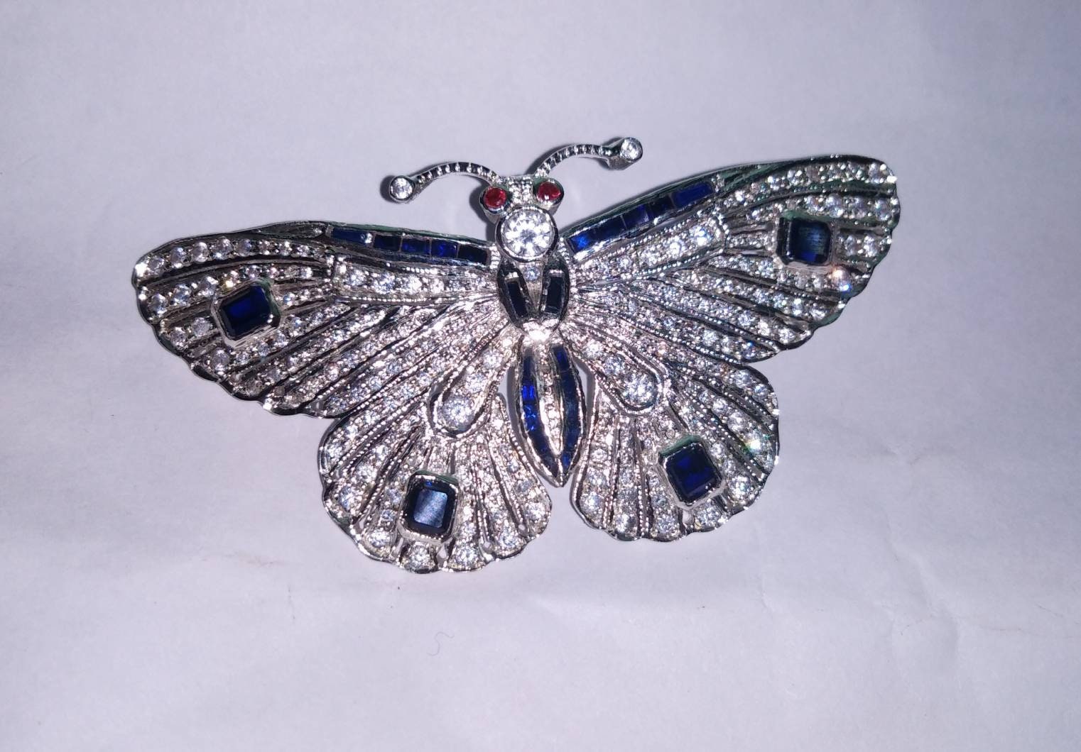 American Diamond Butterfly 3.25ct Diamond Blue Sapphire | Etsy