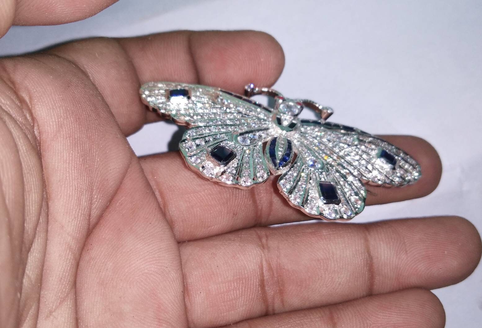 American Diamond Butterfly 3.25ct Diamond Blue Sapphire | Etsy