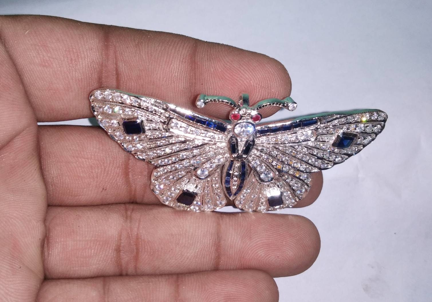 American Diamond Butterfly 3.25ct Diamond Blue Sapphire | Etsy