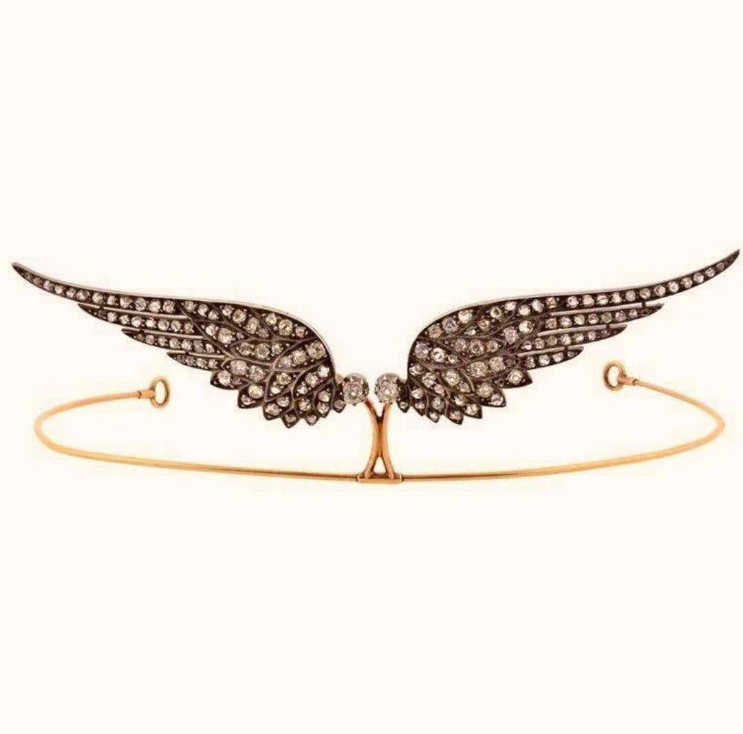 Victorian Rose Cut Wingstiaras, 4.520ct Diamond Silver Purity 92.5 ...