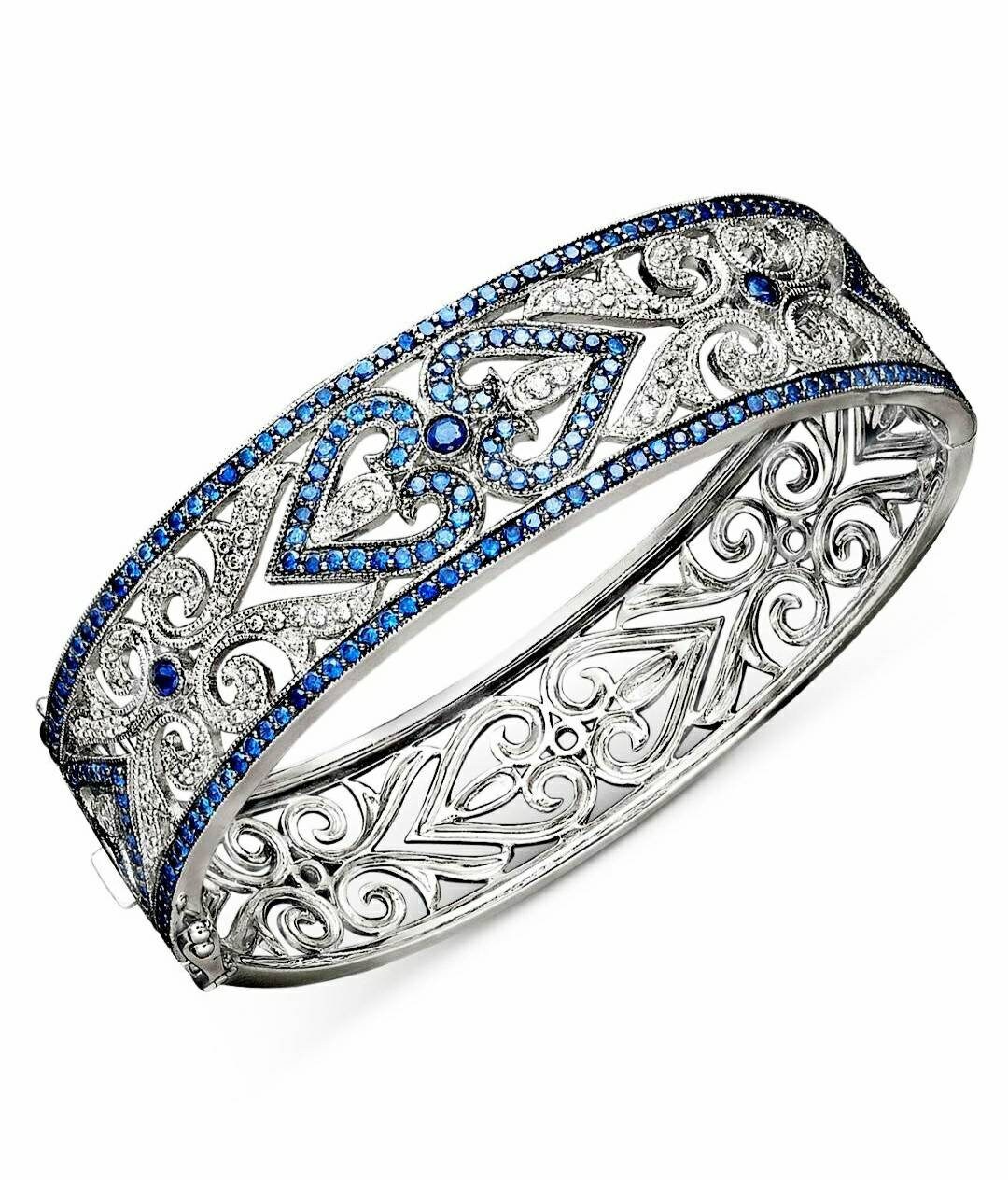 Victorian Rose Cut Daimond Bracelet , 5.48ct Diamond,blue Sapphire ...