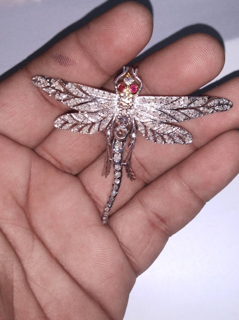 Victorian Rose Cut Diamond Flies 4.24ct Diamond Ruby Silver - Etsy