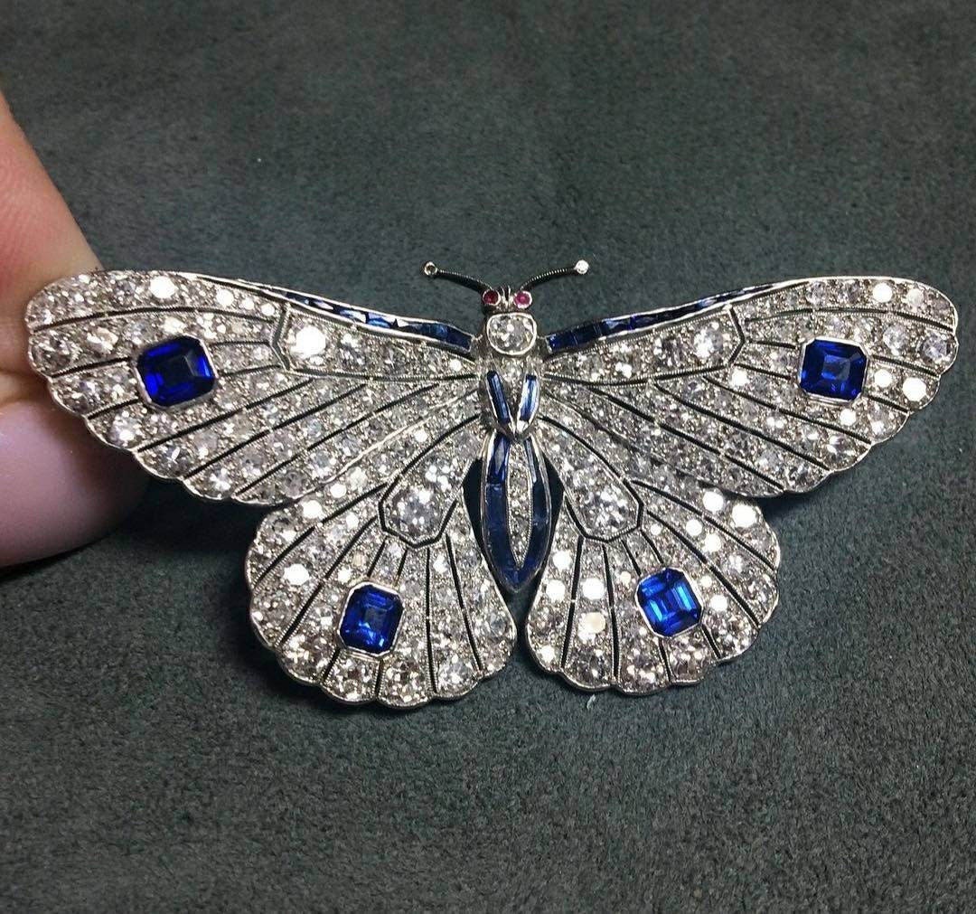 American Diamond Butterfly 3.25ct Diamond Blue Sapphire | Etsy