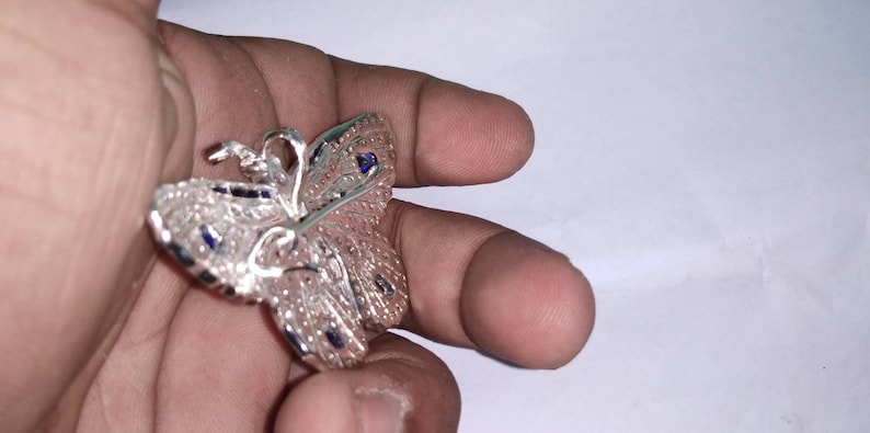 American Diamond Butterfly 3.25ct Diamond, Blue Sapphire , Ruby, Silver ...