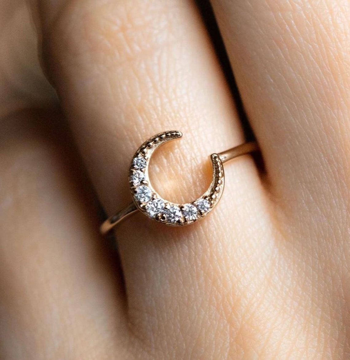 Victorian American Diamond Half Moon Ring Silver Purity 92.5 ,handmade ...