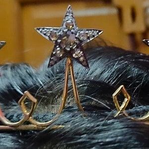 Victorian Rose Cut Diamond Star Tiaras, 9.80ct Diamond Silver Purity 92 ...