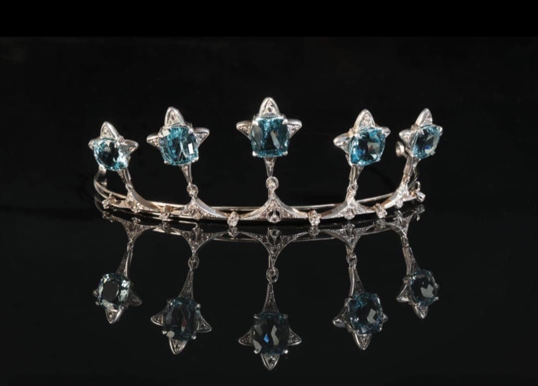 Beautiful Star Tiaras/ Star Aquamarine Wedding Tiaras/ Sterling Silver ...