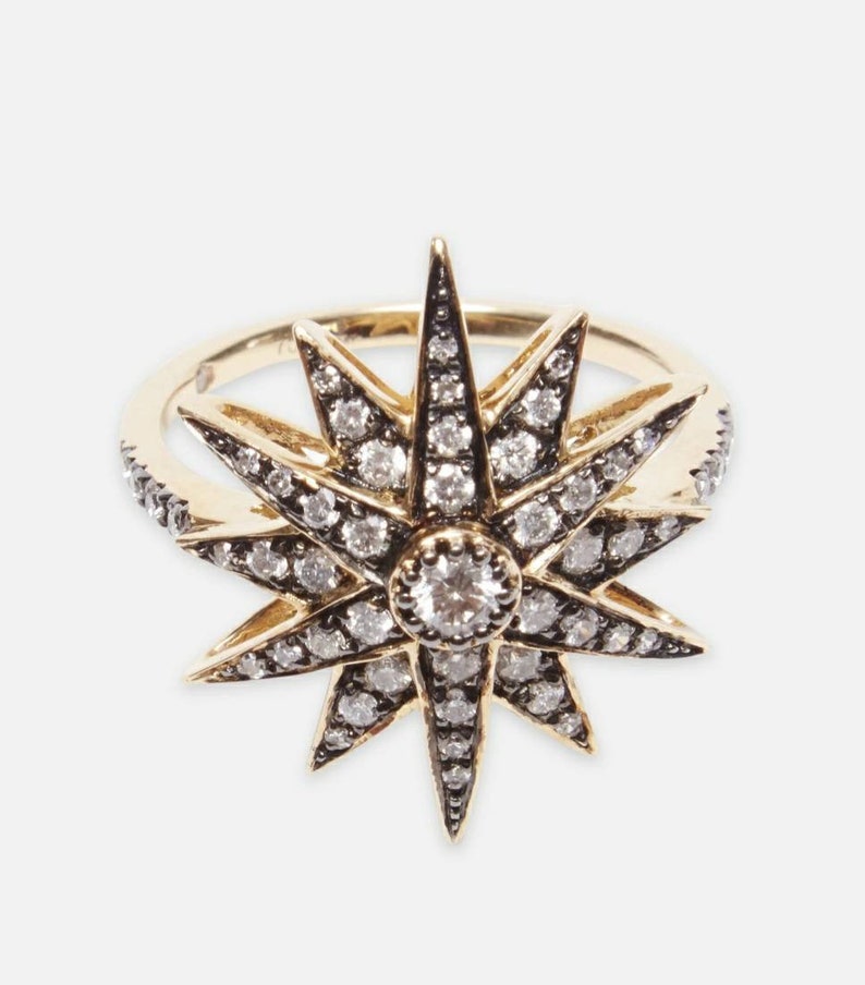 Victorian Starburst Ring 3.51ct Rosecut Diamond Silver - Etsy