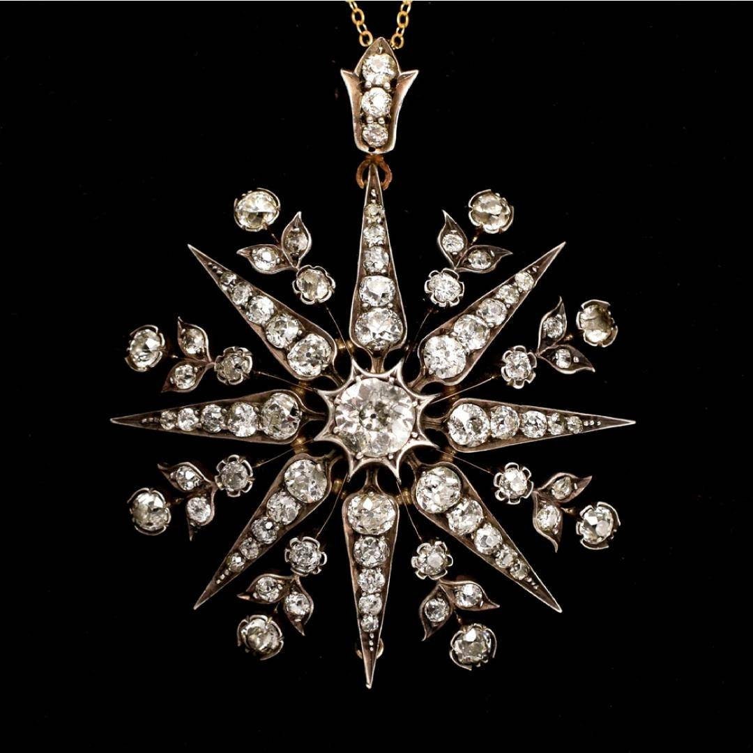 Victorian Star Rosecut Diamond Silver Pendant , Silver Purity 92.5 ...