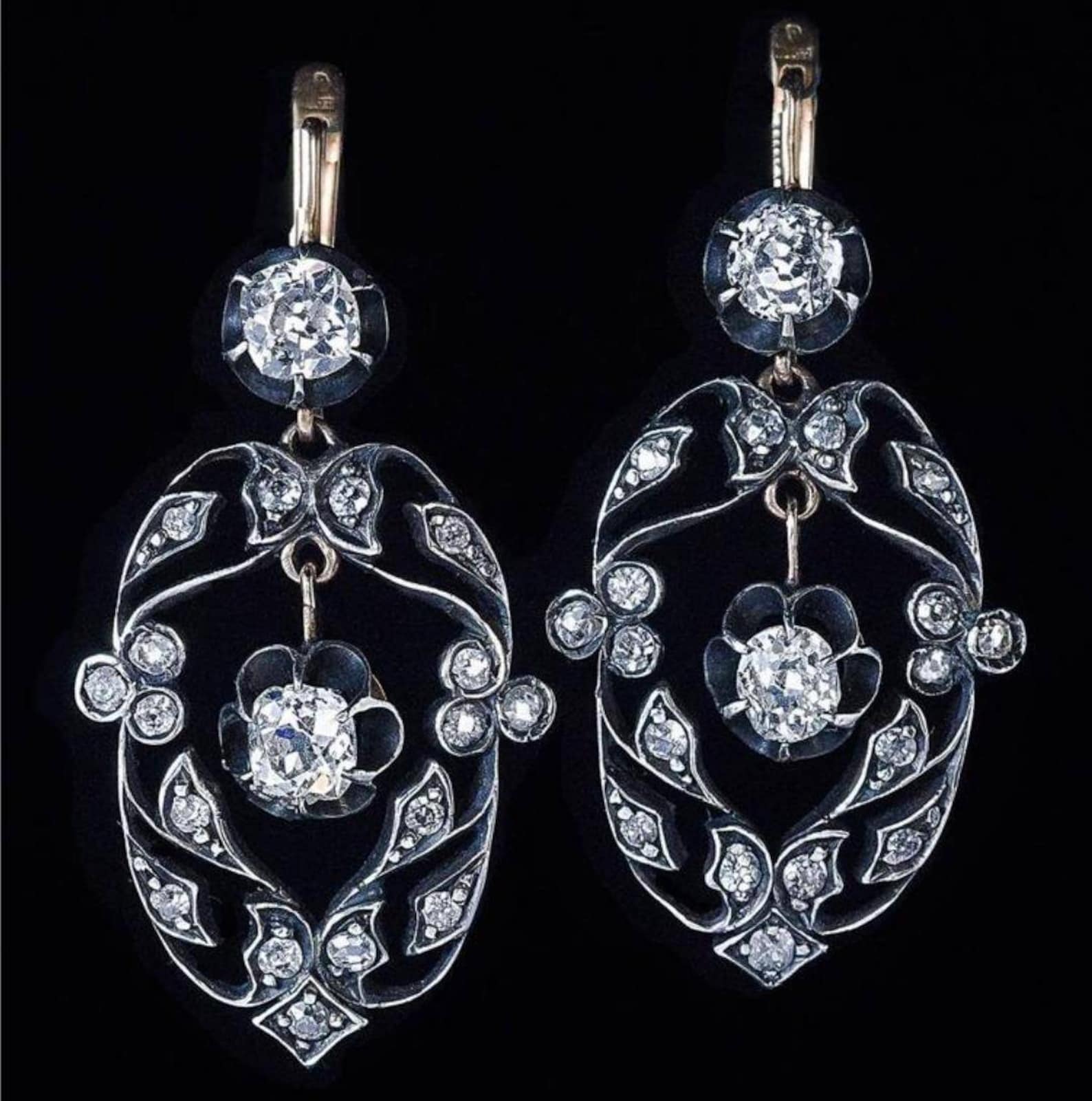 Victorian Rose Cut Diamond Earing, 2.75ct Diamond, Silver Purity 92.5 ...