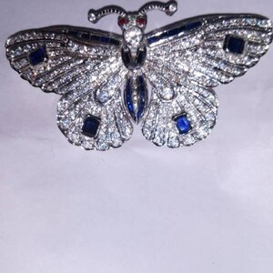 American Diamond Butterfly 3.25ct Diamond, Blue Sapphire , Ruby, Silver ...