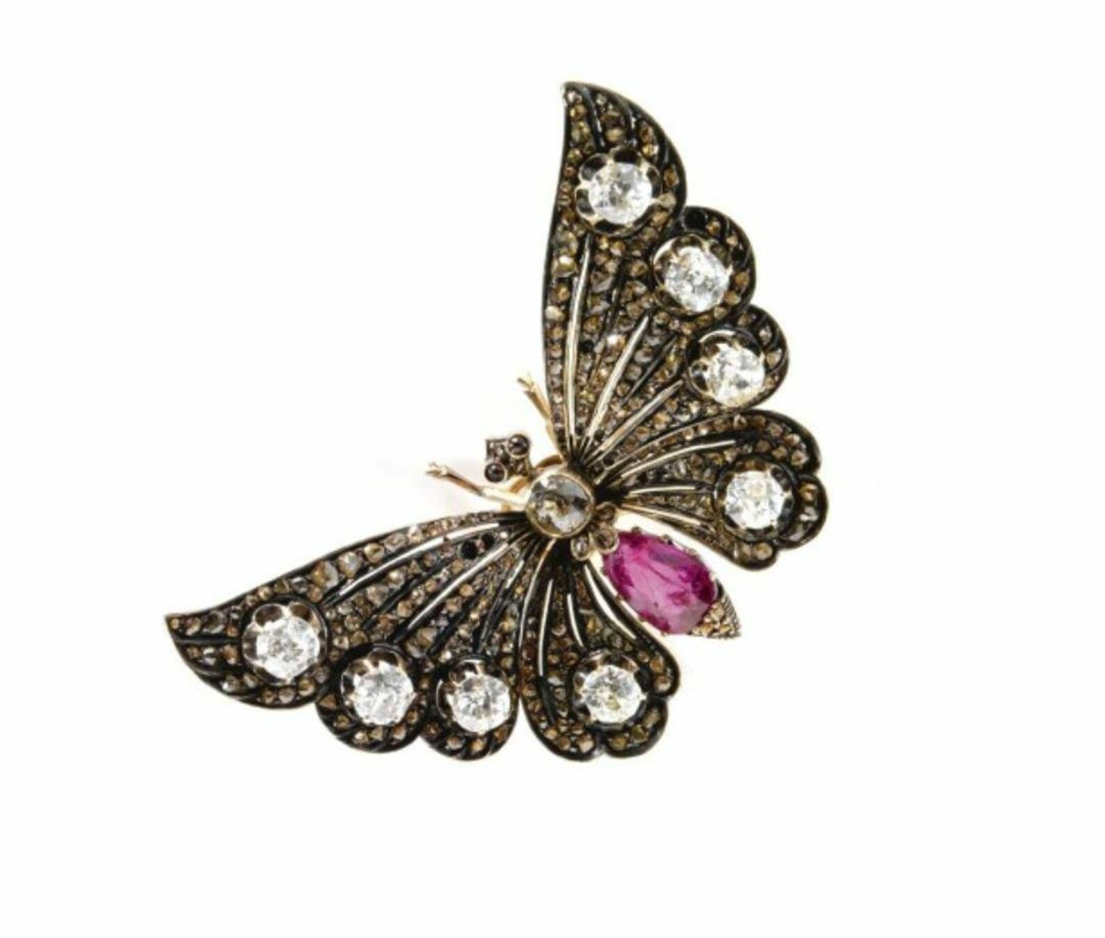 Victorian Rose Cut Diamond Flies 2.24ct Diamond Ruby Silver - Etsy