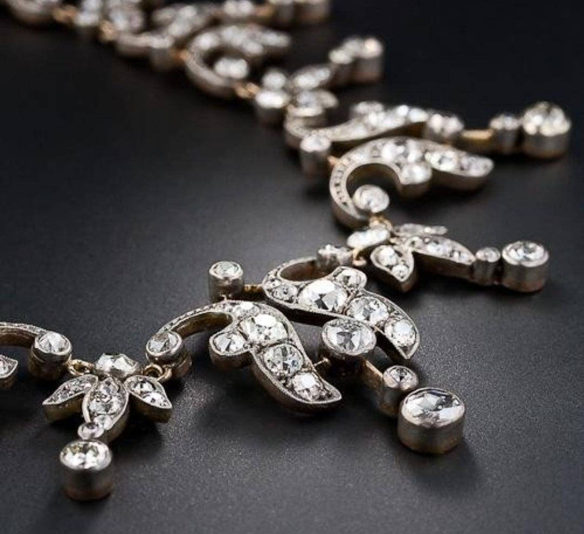 Victorian Rose Cut Diamond Fringe Necklace 11.75ct Diamond - Etsy
