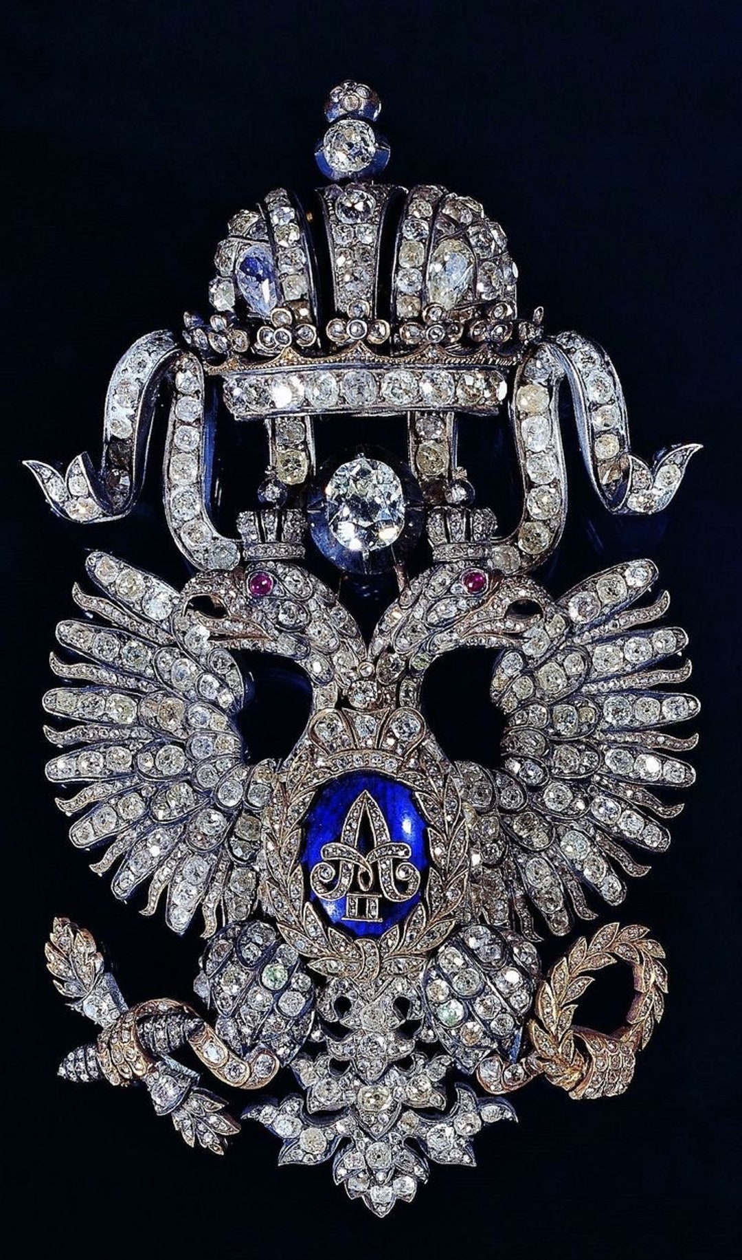 Handmade Russian Imperial Brooch: Ruby, Zircon & 925 Sterling Silver - Etsy