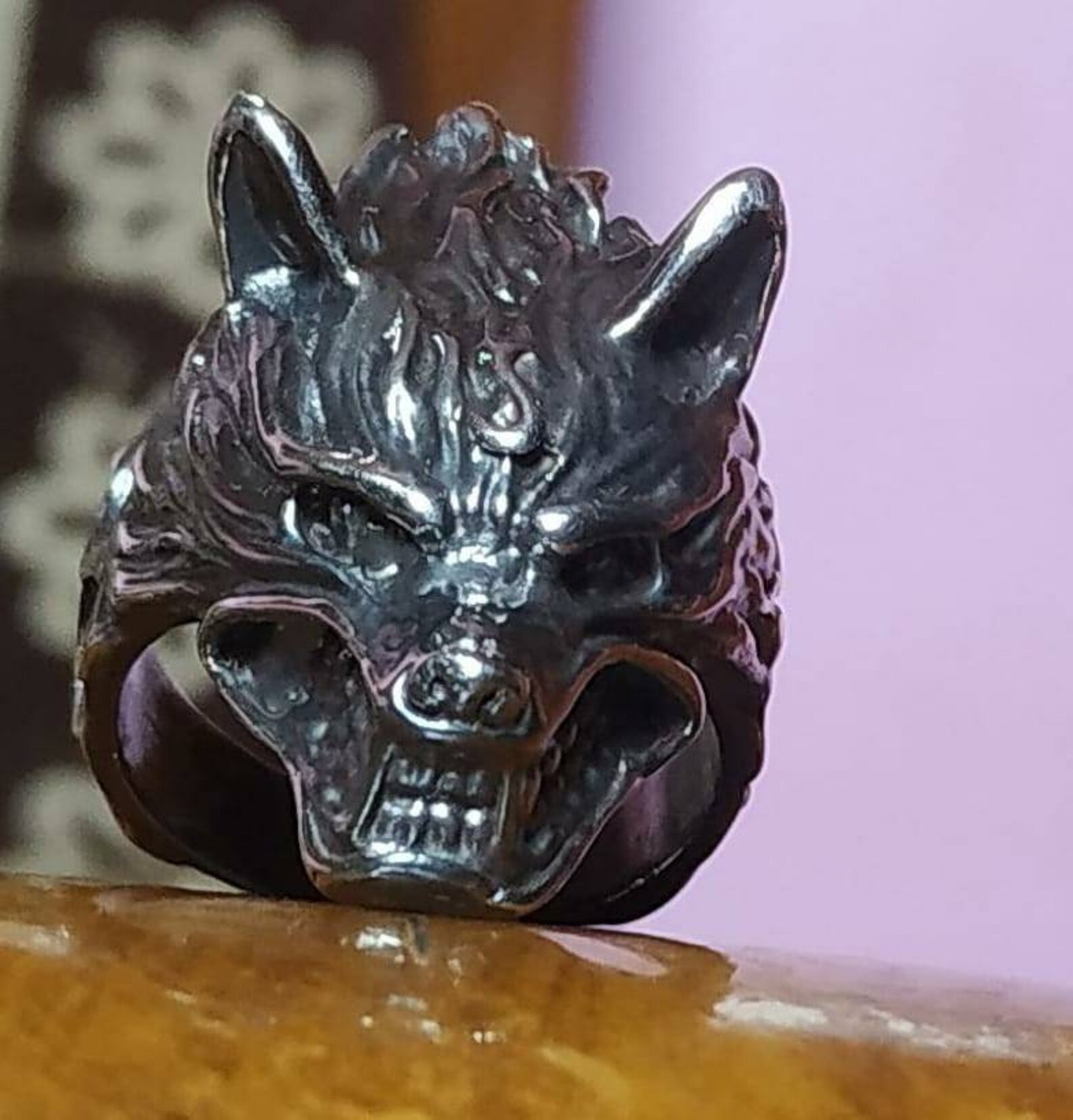 Sterling Silver Werewolf Ring, Wolf Head, Handmade - Etsy
