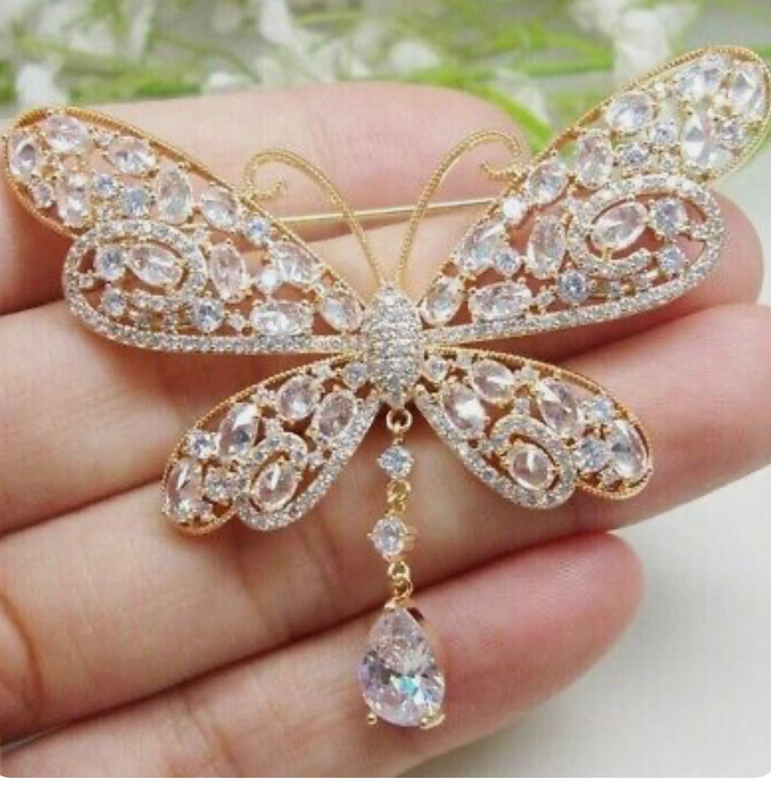 American Diamond Butterfly 3.75ct Diamond , Silver Purity 92.5 ...