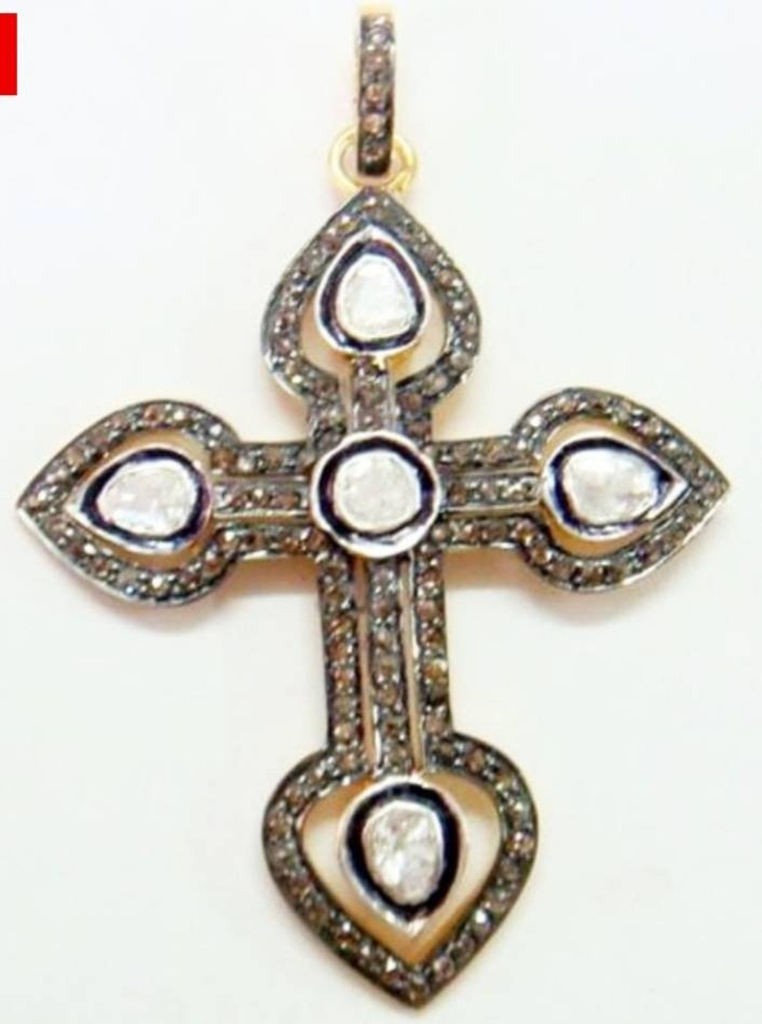 Victorian Rose Cut Diamond Holy Cross Pendent , 1.15ct Diamond , Silver ...