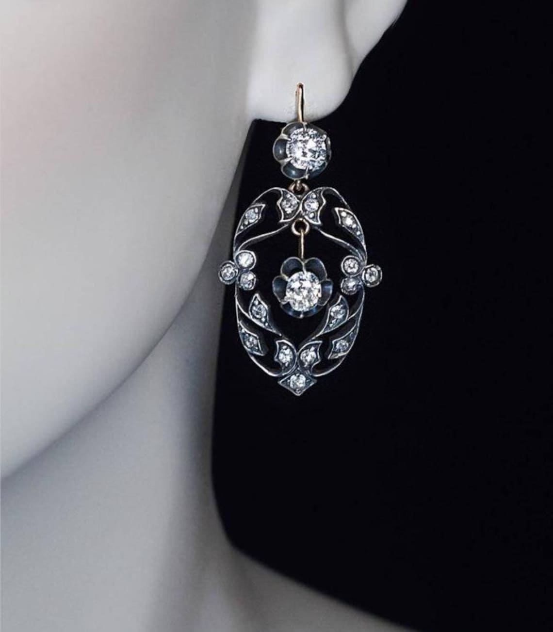 Victorian Rose Cut Diamond Earing, 2.75ct Diamond, Silver Purity 92.5 ...