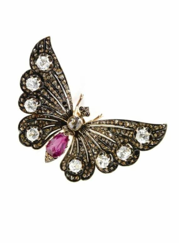 Victorian Rose Cut Diamond Flies 2.24ct Diamond Ruby Silver | Etsy