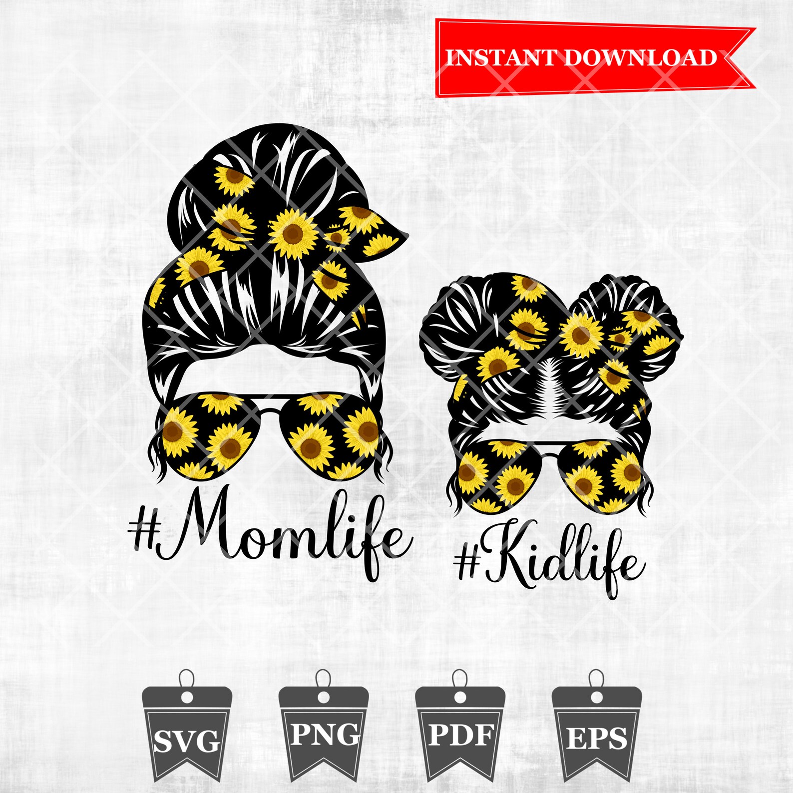 Sunflower Mom Life Svg Sunflowers Messy Bun Svg Sunflower Etsy