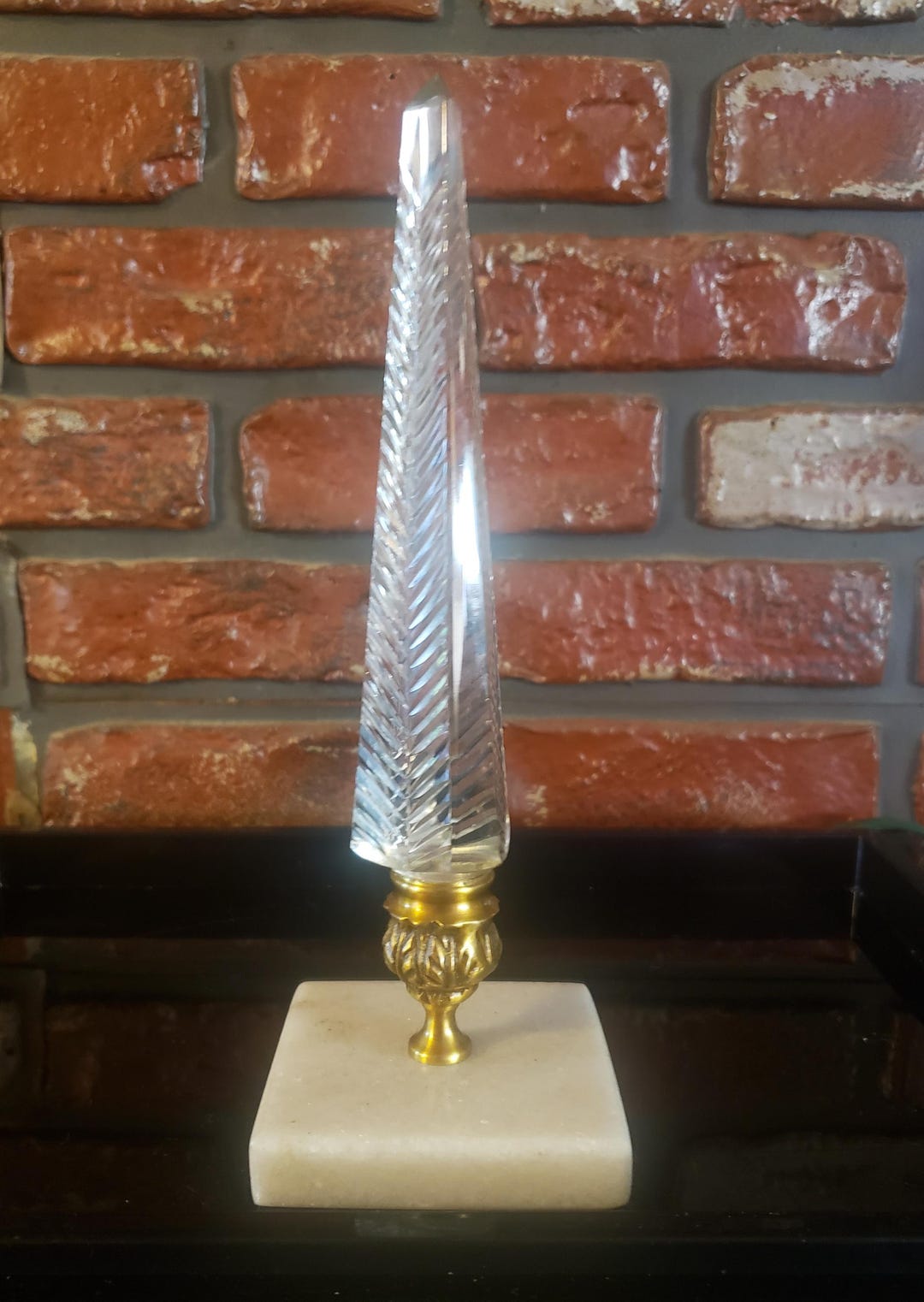 Cut Glass Obelisk on Marble Base - Etsy