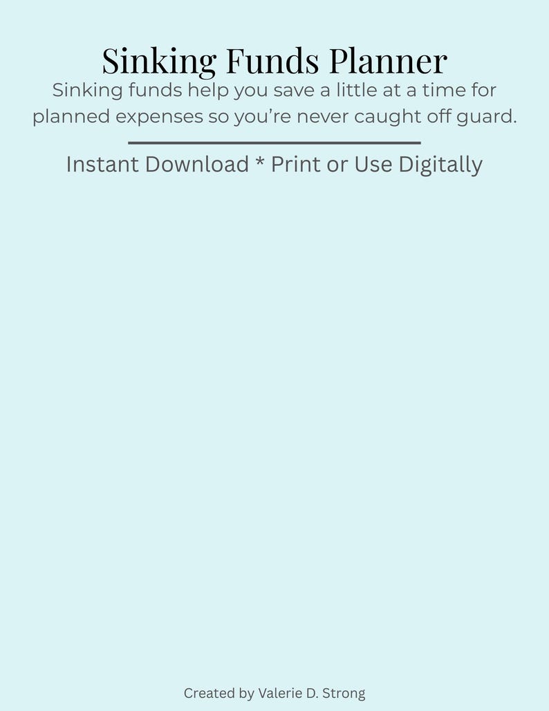 Sinking Funds Planner Printable | Monthly Sinking Funds Tracker ...