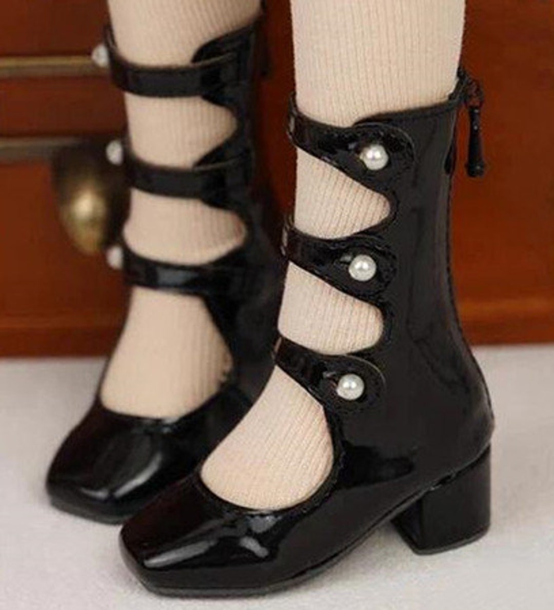 1/4 BJD Shoes,1/6 Bjd Shoes,white/black Leather Shoes Cutout Ankle ...