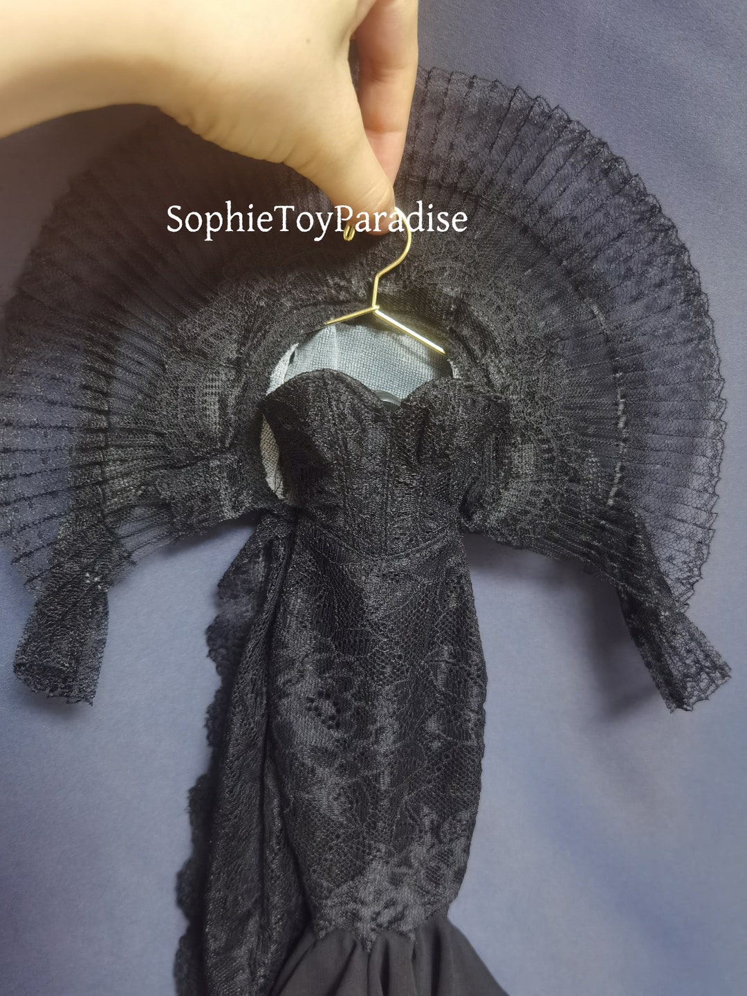 Elegant Black Lace Doll Dress Set - Handmade Gown for 1/3, 1/4, 1/6 ...