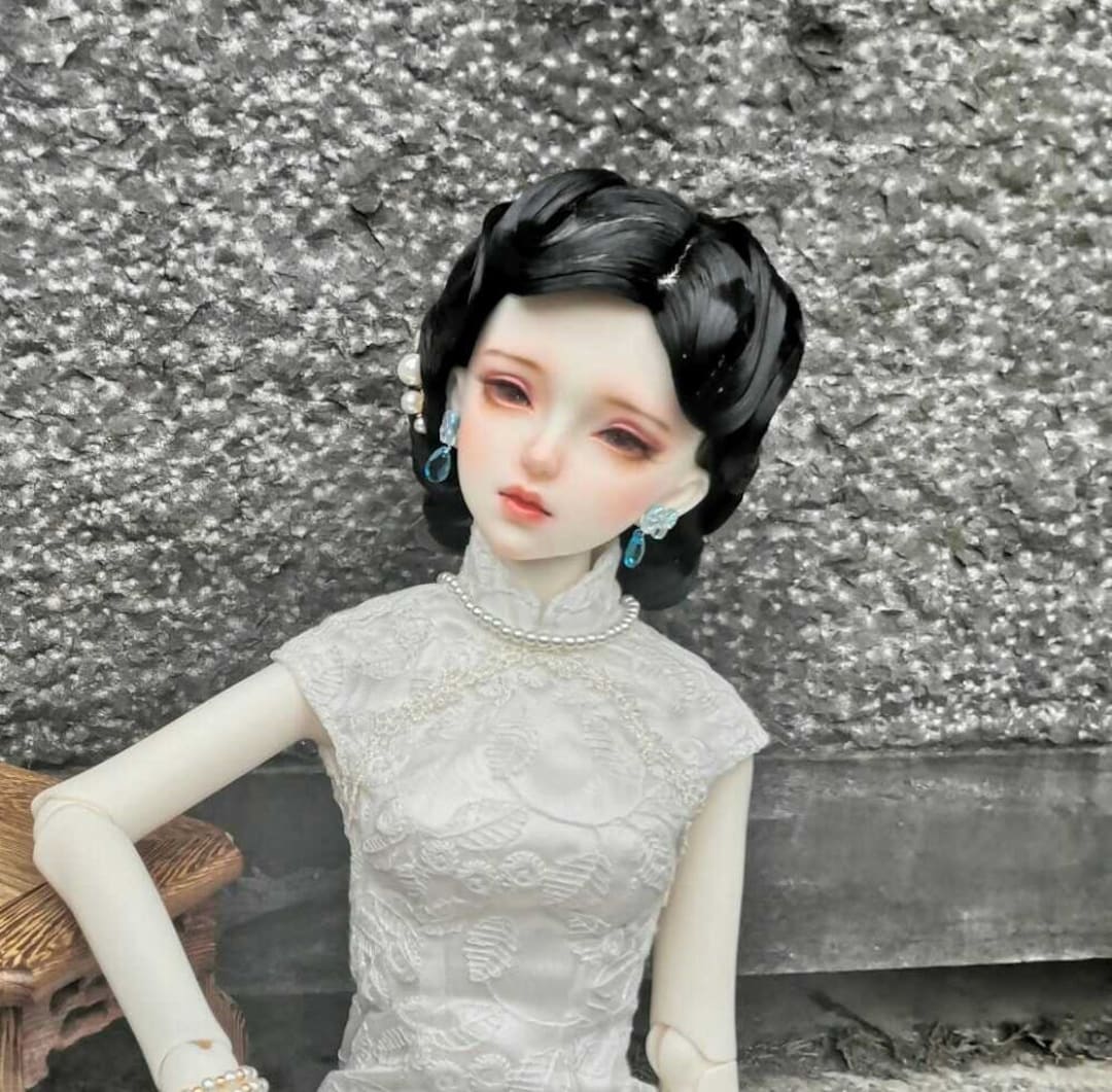 Handmade Black BJD Doll Wig, 1/3 1/4 Scale - Etsy