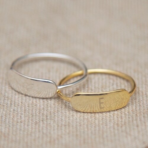 Monogram Ring Sterling Silver Stackable Ring Personalized - Etsy
