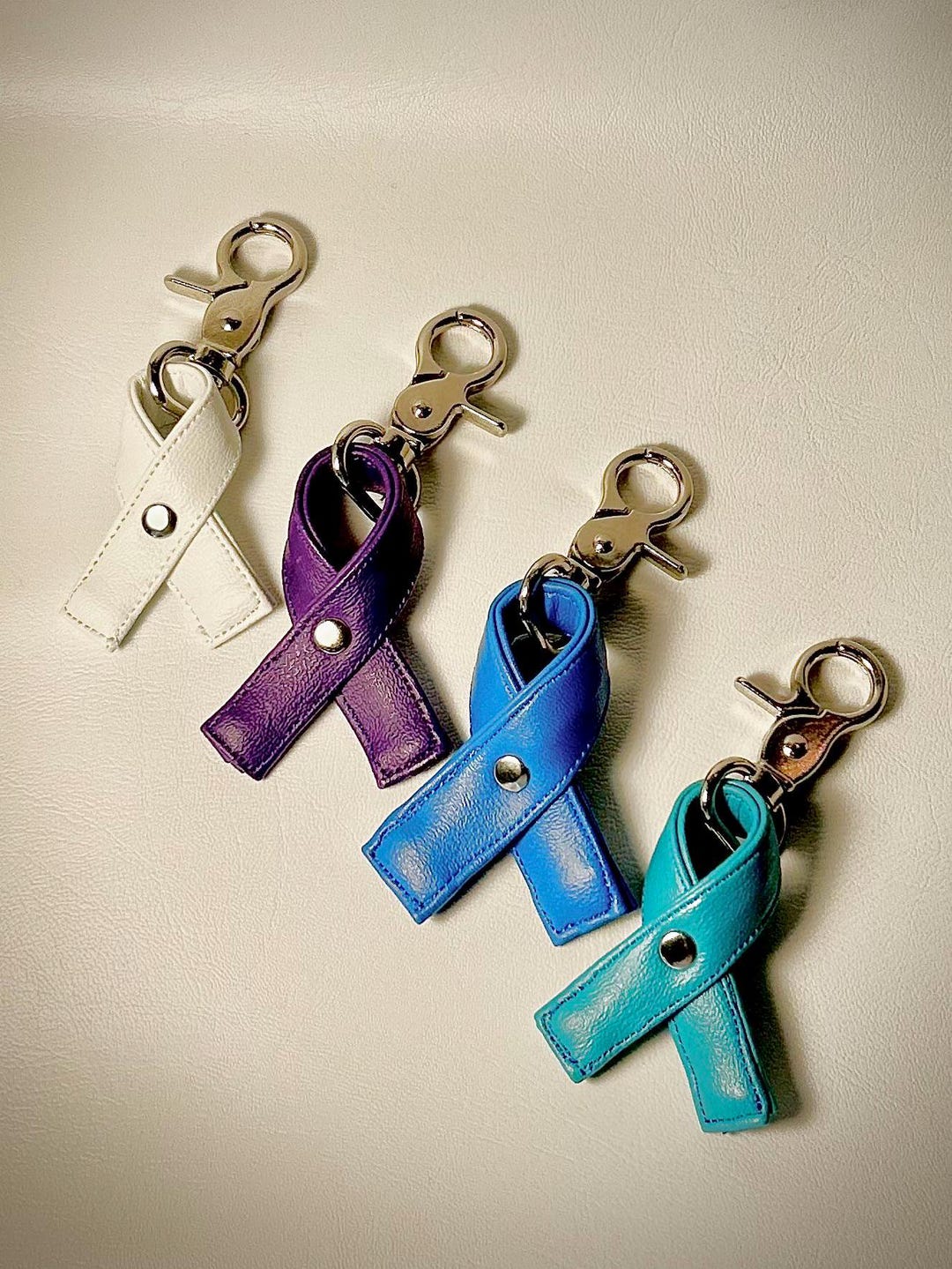 Handmade Vinyl Awareness Ribbon Keychains-durable and Thoughtful Gifts ...
